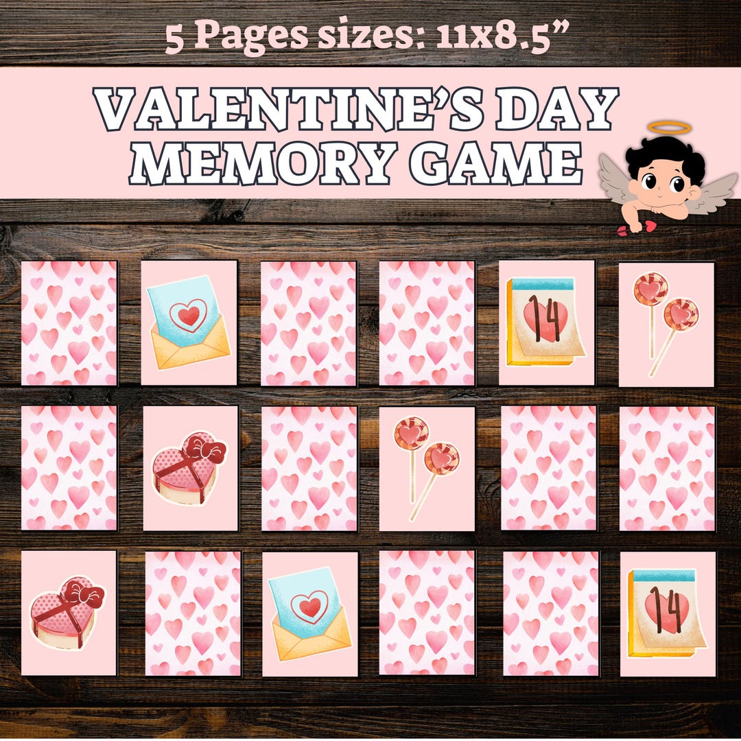Valentine's Day Memory Game: Printable Matching Cards (digital Download ...
