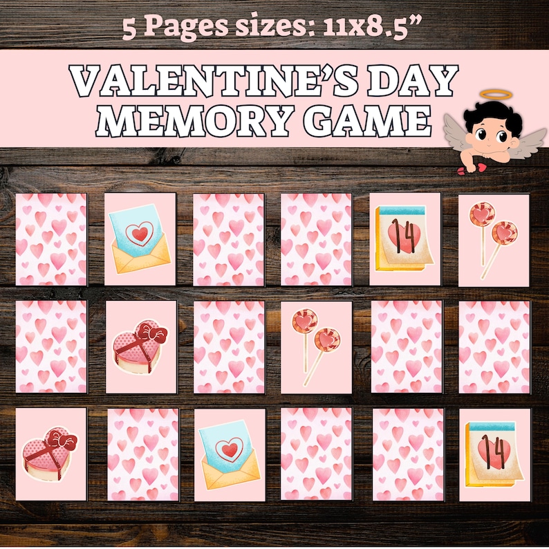 Valentine's Day Memory Game: Printable Matching Cards (digital Download ...