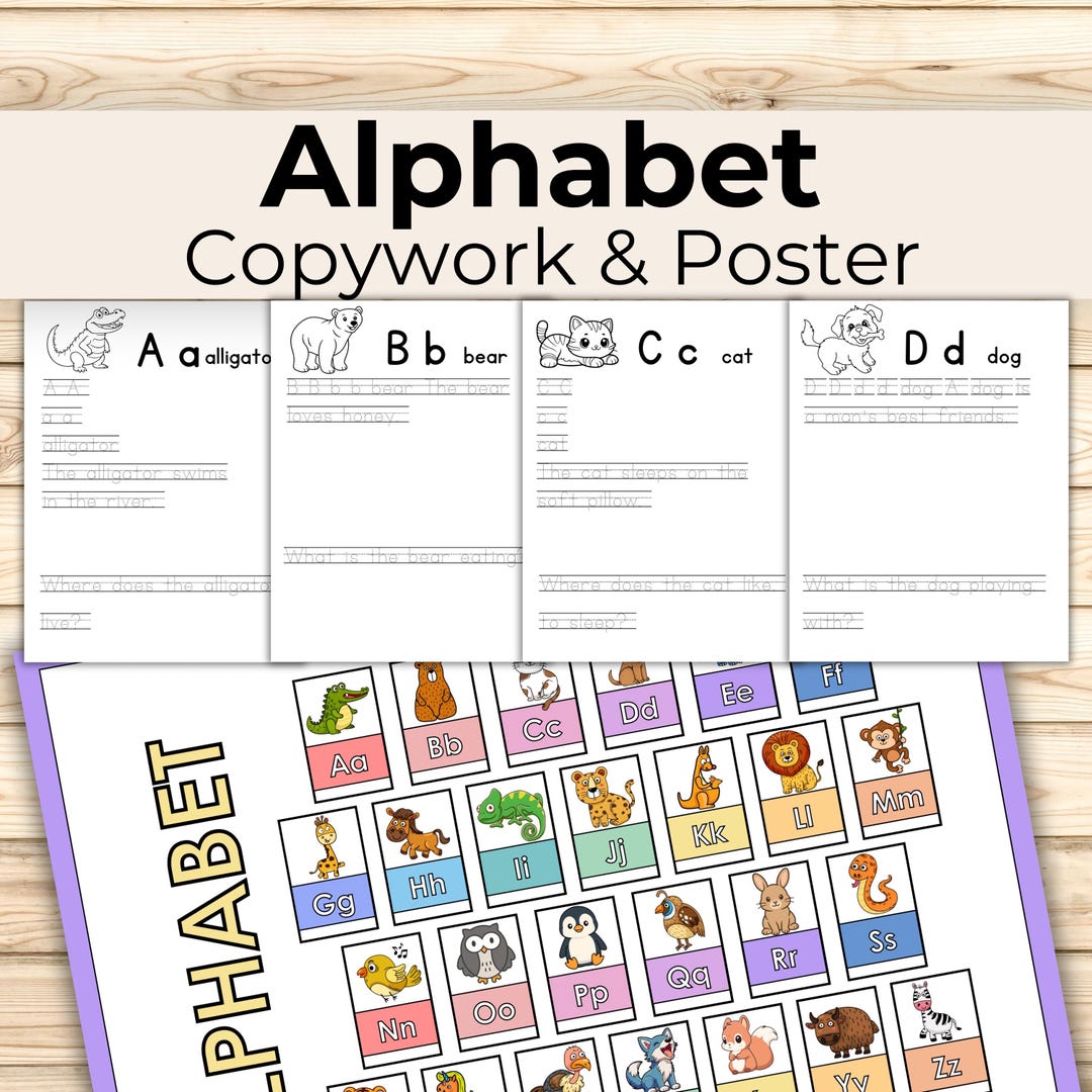 Animal Alphabet Handwriting Practice: ABC Poster & Copybook (PDF ...
