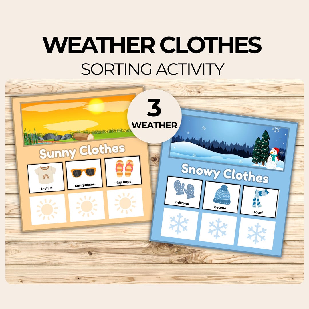 Weather Clothes Sorting Activity: Preschool Printable (PDF) - Etsy