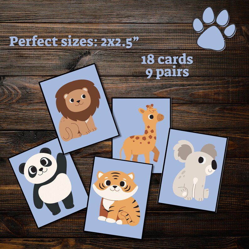 Animals Memory Game: Printable Matching Cards for Kids (digital ...