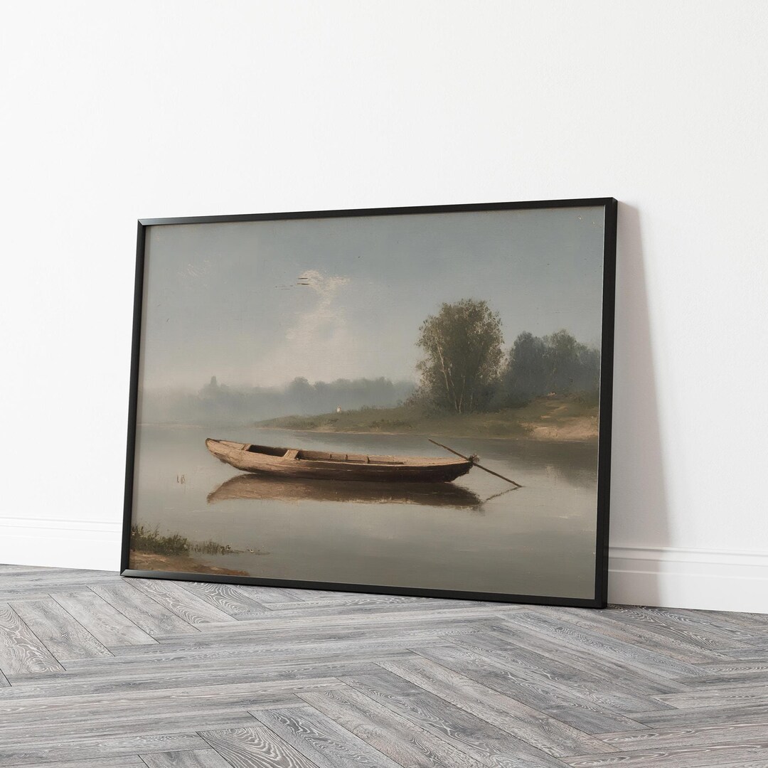Vintage Fishing Boat Horizontal Digital Poster – Nautical Coastal Wall ...
