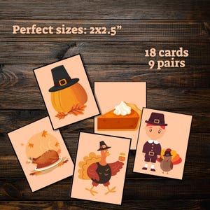Thanksgiving Memory Game | Fun Kids Matching Cards | Fall Activity - Etsy