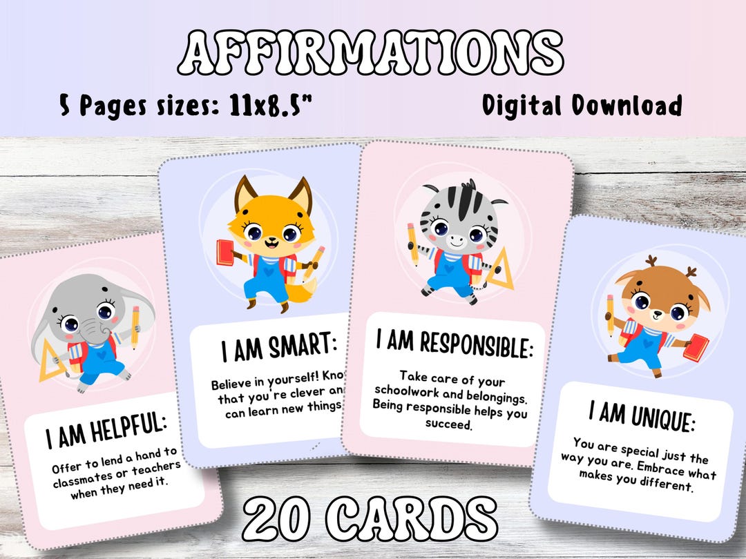 Animal Affirmation Cards for Kids: Positive Classroom Decor (printable ...