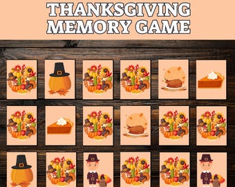 Thanksgiving Memory Game, Printable Matching Game, Fall Game for Kids ...