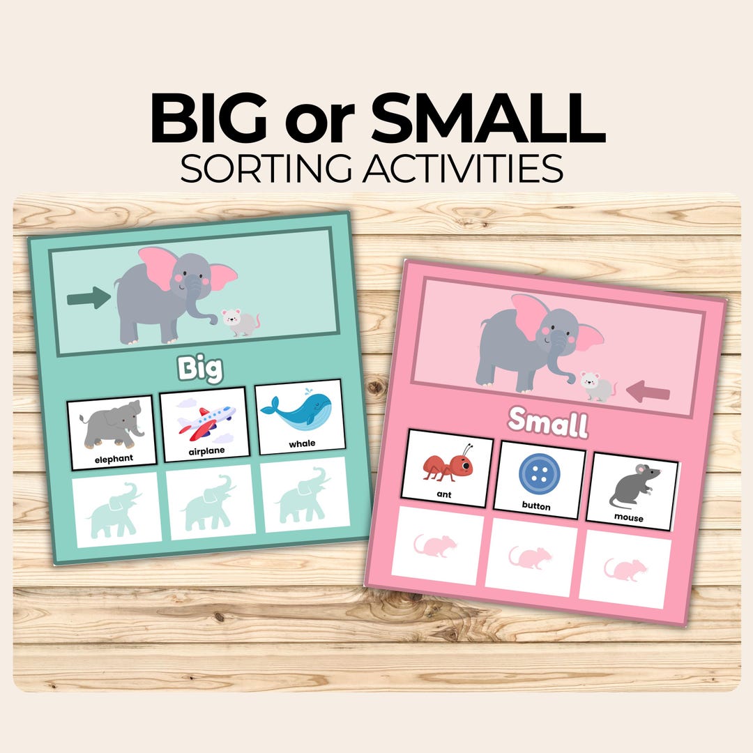 Big and Small Sorting Activity | 2 Pages Printable | Preschool Learning ...