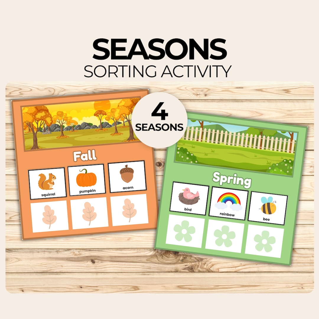 Seasons Sorting Activity | 4 Pages Printable | Preschool Learning Game ...
