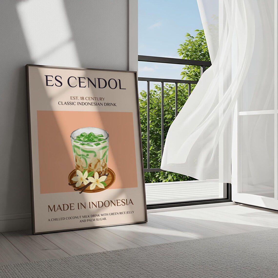Indonesia Food Poster Set: Nasi Goreng, Rendang, Es Cendol (digital ...