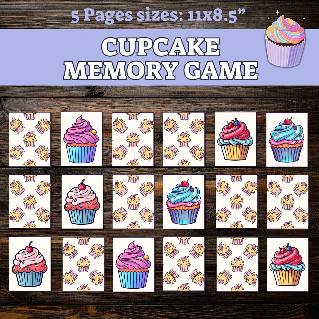 Cupcake Memory Matching Game | Printable Kids Activity (digital ...