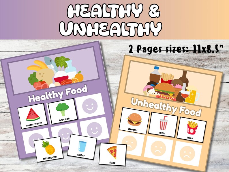 Food Sorting Activity: Healthy Vs Unhealthy Nutrition Game (printable ...