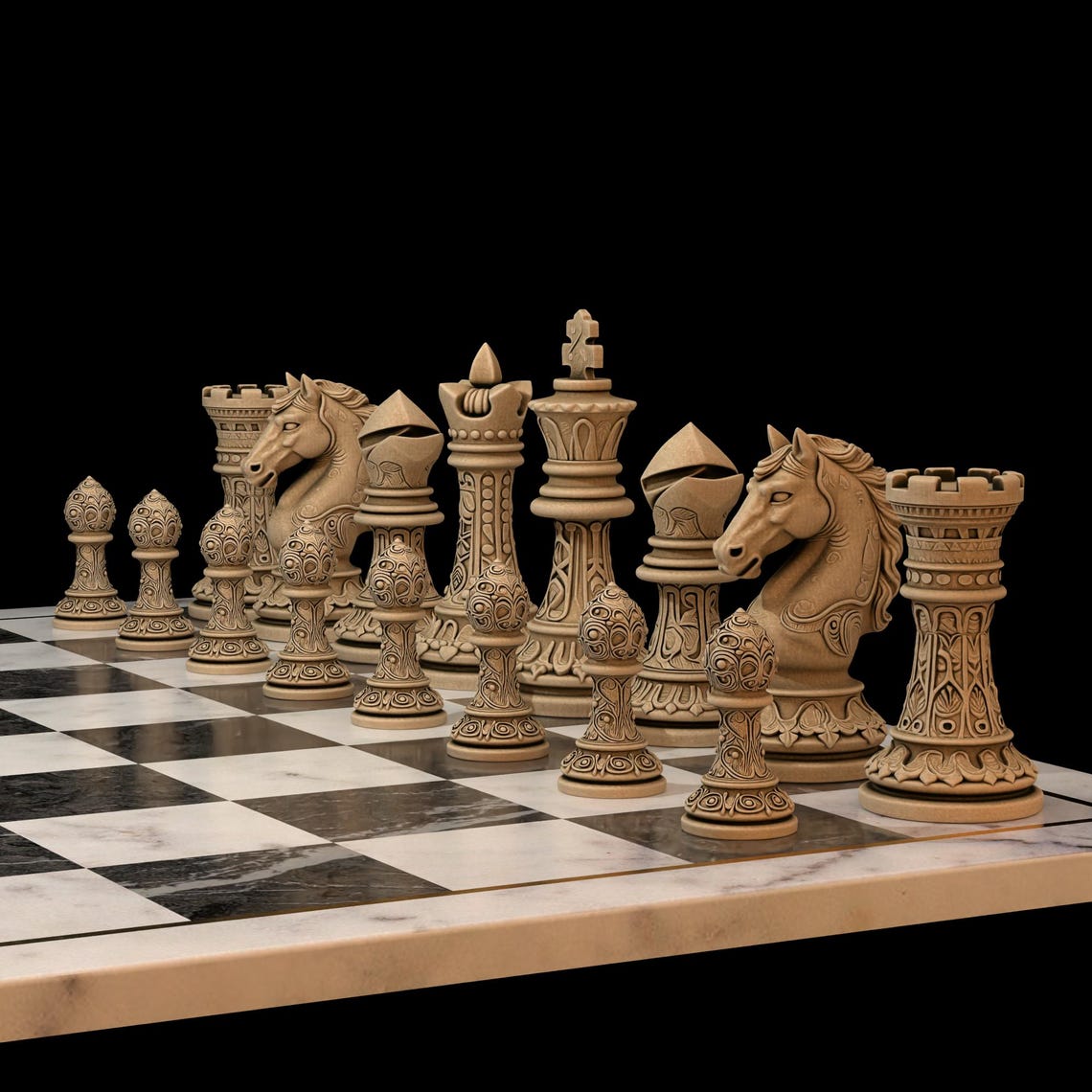 Ornate Filigree Chess Pieces – Luxury 3D Print STL Set (digital ...
