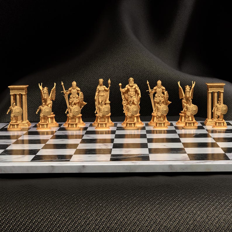 Greek Mythology Chess Set | 3D Printable STL | Zeus Athena Pegasus ...