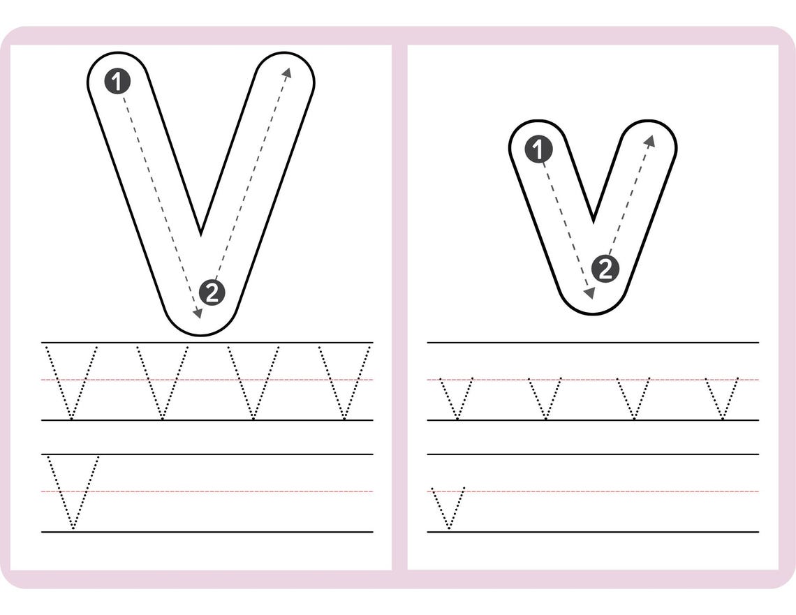 Letter V Writing Worksheet | Uppercase & Lowercase Practice - Etsy