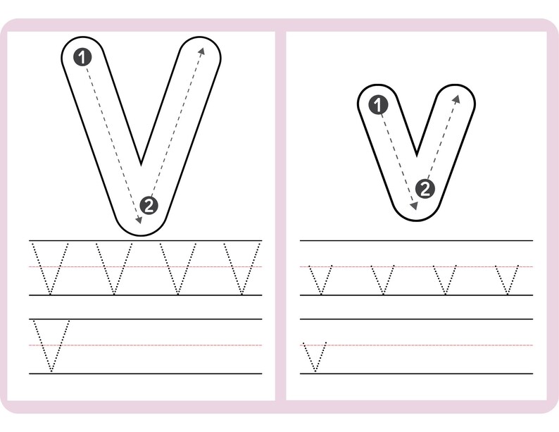 Letter V Writing Worksheet | Uppercase & Lowercase Practice - Etsy
