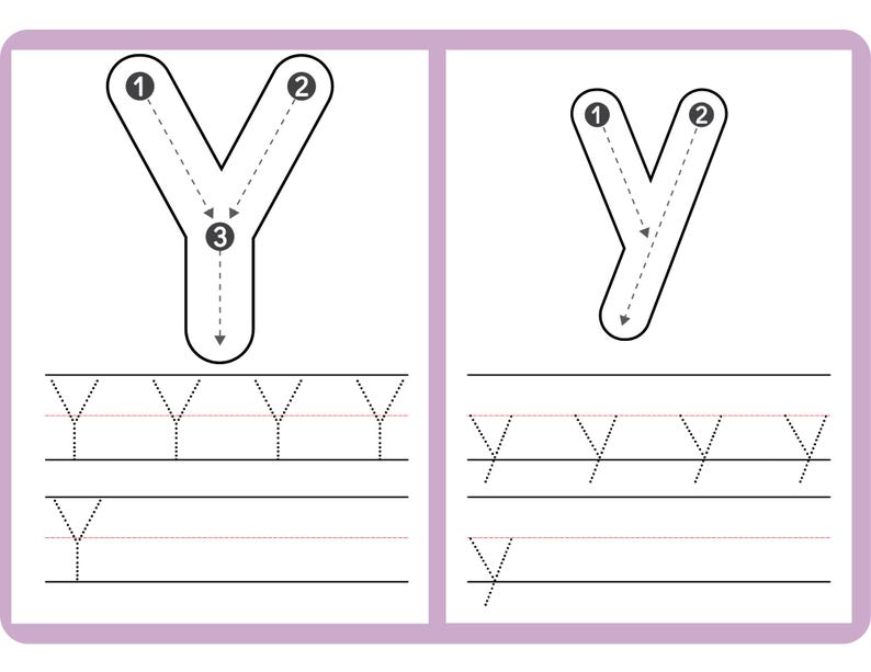 Letter Y Writing Worksheet | Uppercase & Lowercase Practice - Etsy