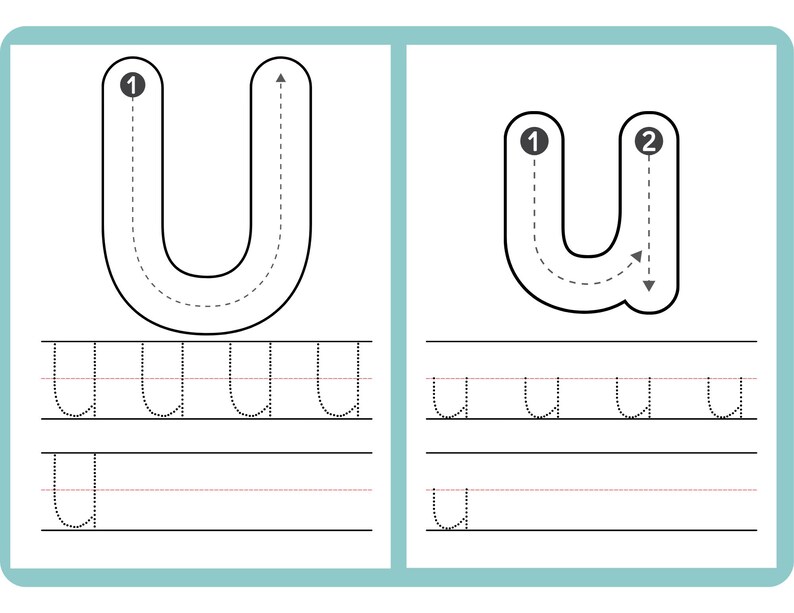 Letter U Writing Worksheet | Uppercase & Lowercase Practice - Etsy