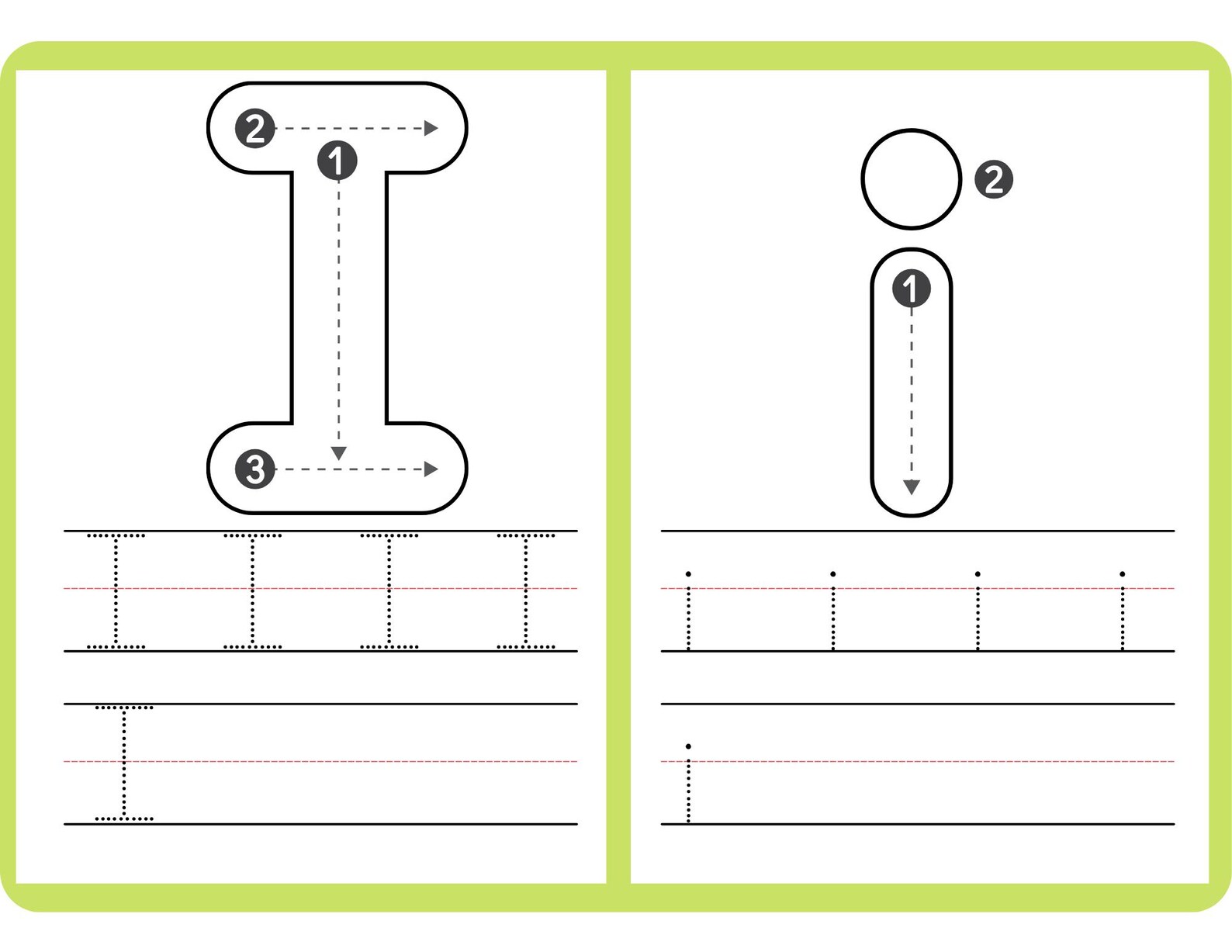 Letter I Writing Worksheet | Uppercase & Lowercase Practice - Etsy