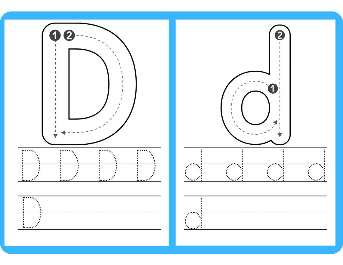 Letter D Writing Worksheet | Uppercase & Lowercase Practice - Etsy