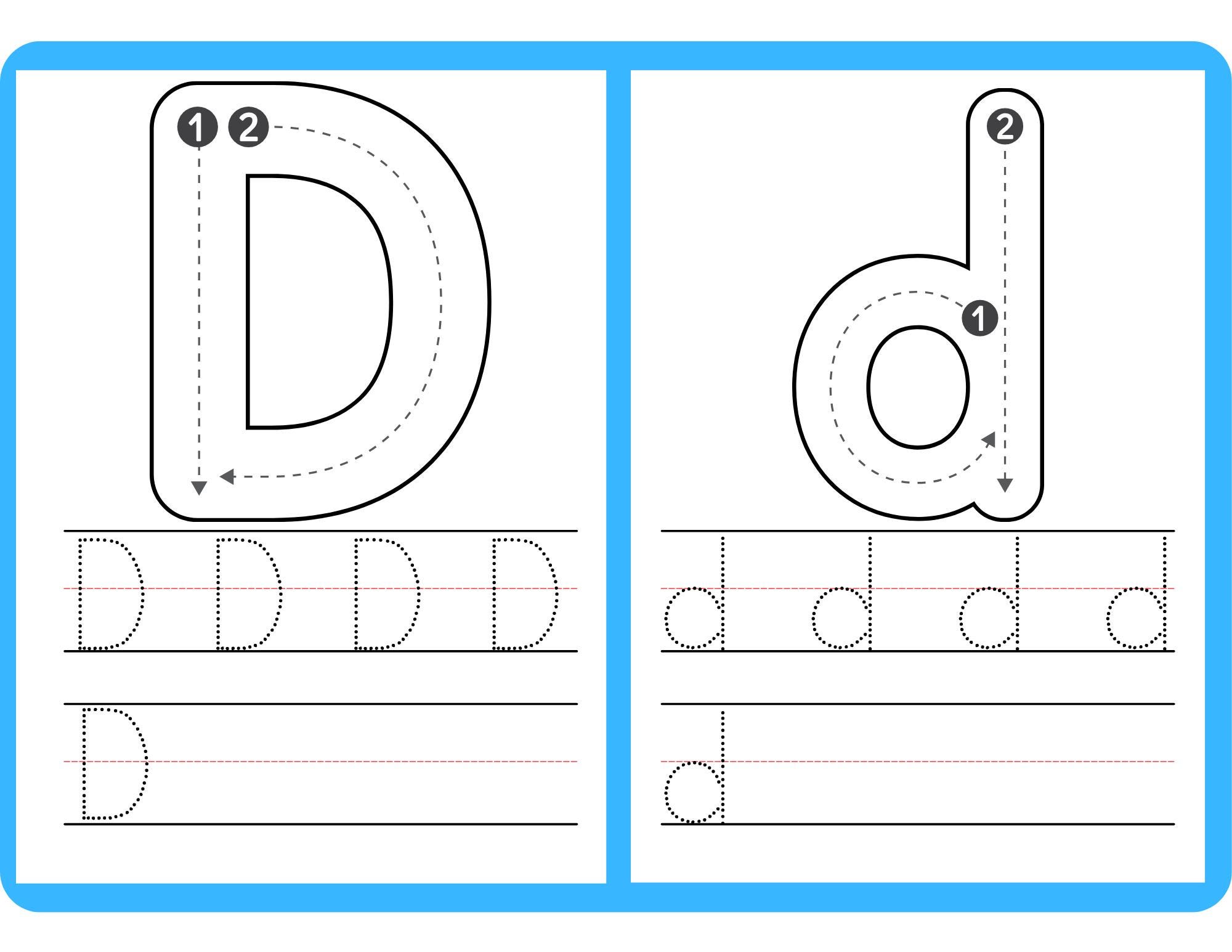 Letter D Writing Worksheet | Uppercase & Lowercase Practice - Etsy