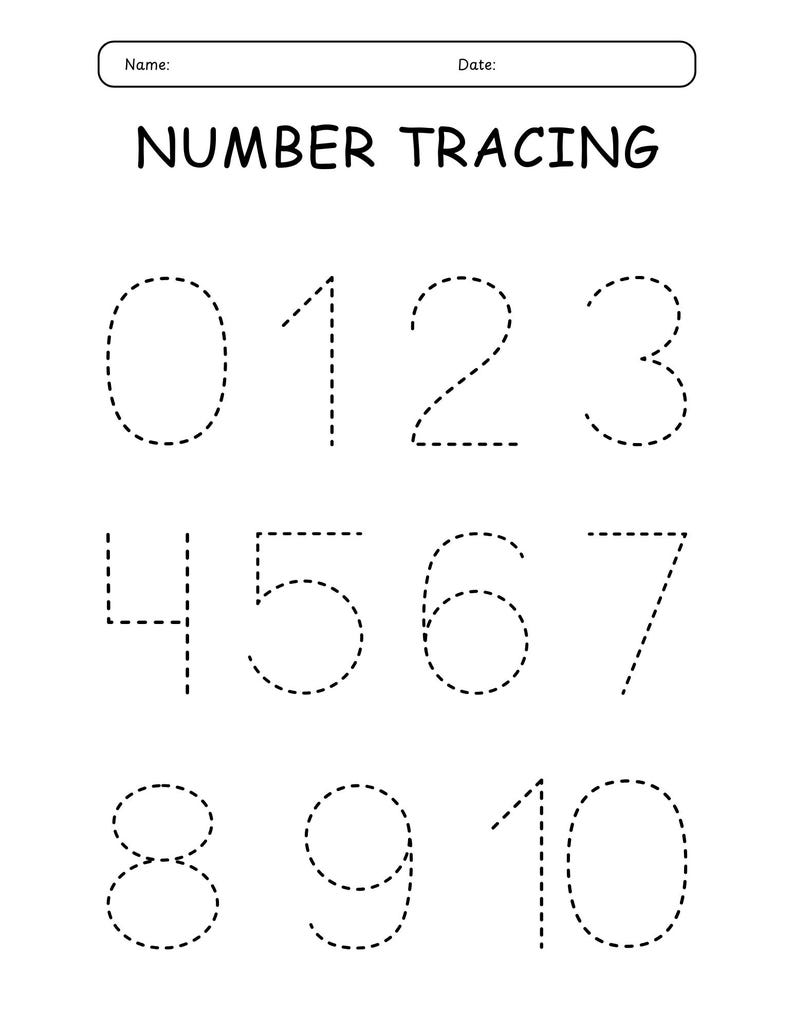 Number Tracing Worksheet 0–10 – Learn to Write Numbers! - Etsy