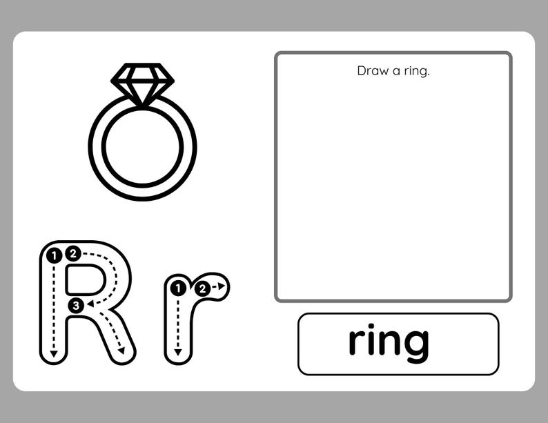 Alphabet Letter (R) Worksheet – Read, Color, Write & Draw - Etsy