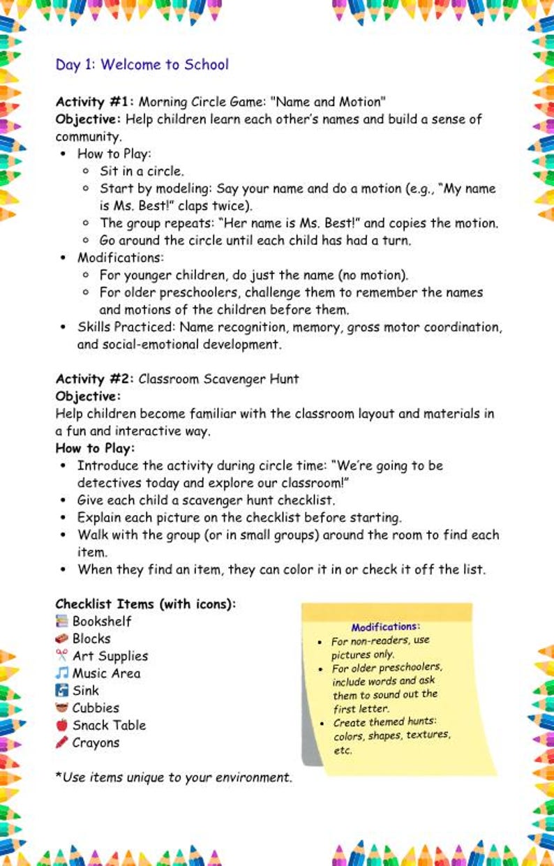 Welcome to Our Classroom: Preschool Lesson Plan Ebook - Etsy