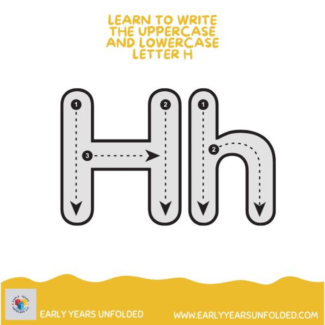Letter H Writing Worksheet | Uppercase & Lowercase Practice - Etsy