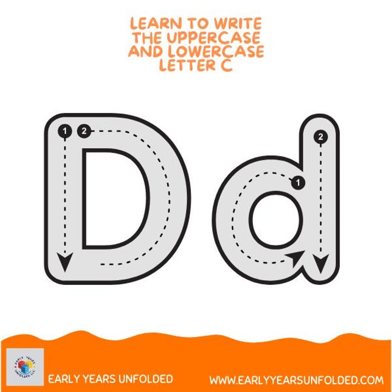 Letter D Writing Worksheet | Uppercase & Lowercase Practice - Etsy