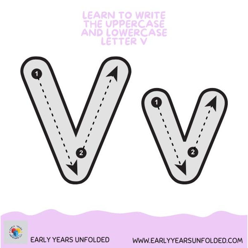 Letter V Writing Worksheet | Uppercase & Lowercase Practice - Etsy