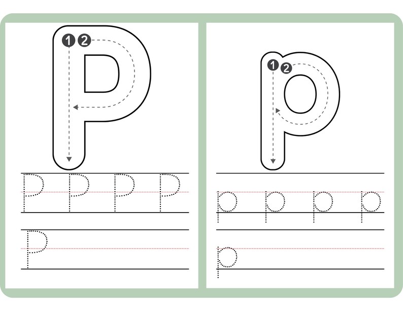 Letter P Writing Worksheet | Uppercase & Lowercase Practice - Etsy