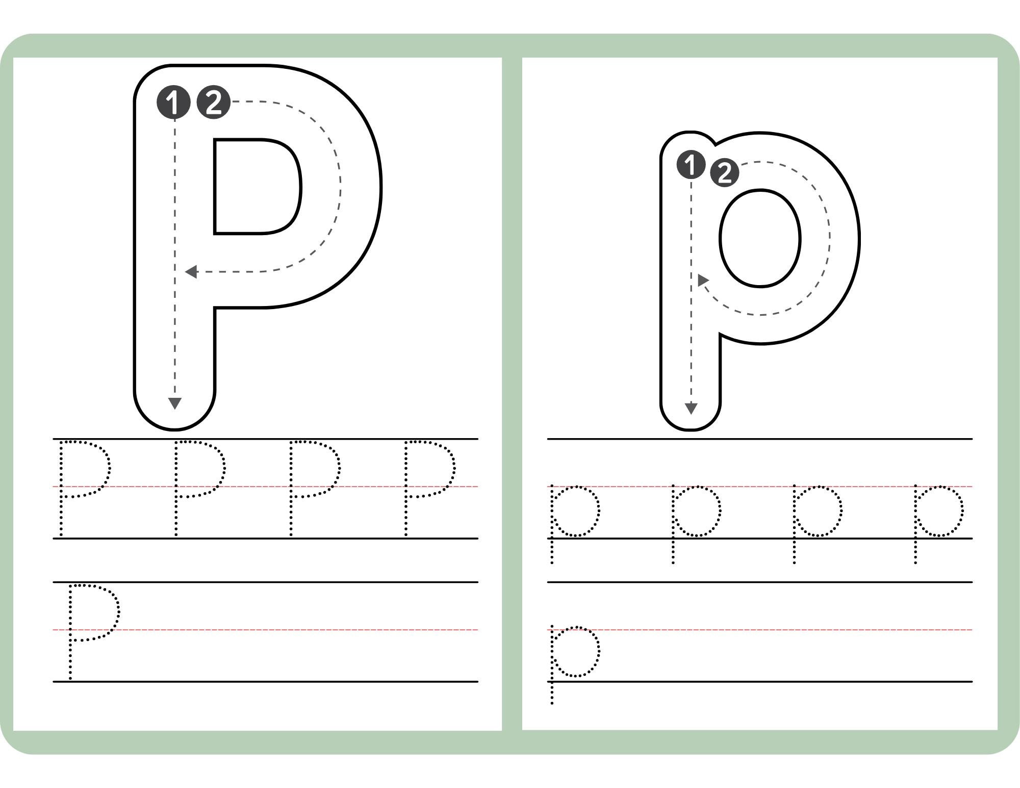 Letter P Writing Worksheet | Uppercase & Lowercase Practice - Etsy