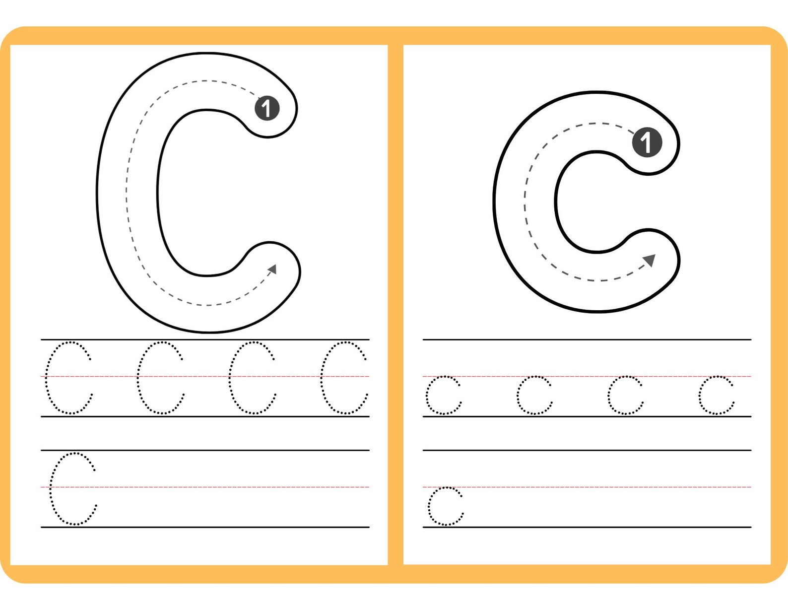Letter C Writing Worksheet | Uppercase and Lowercase Practice for ...
