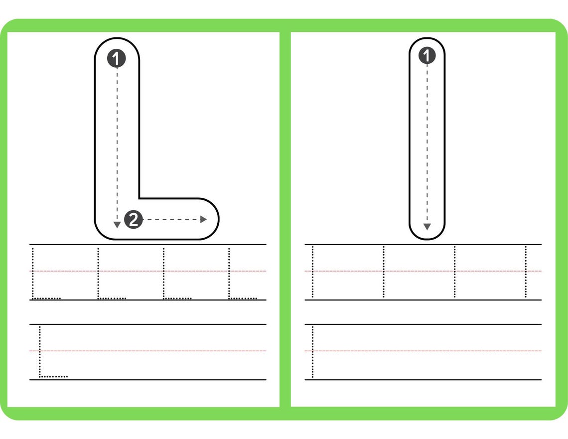 Letter L Writing Worksheet | Uppercase & Lowercase Practice - Etsy
