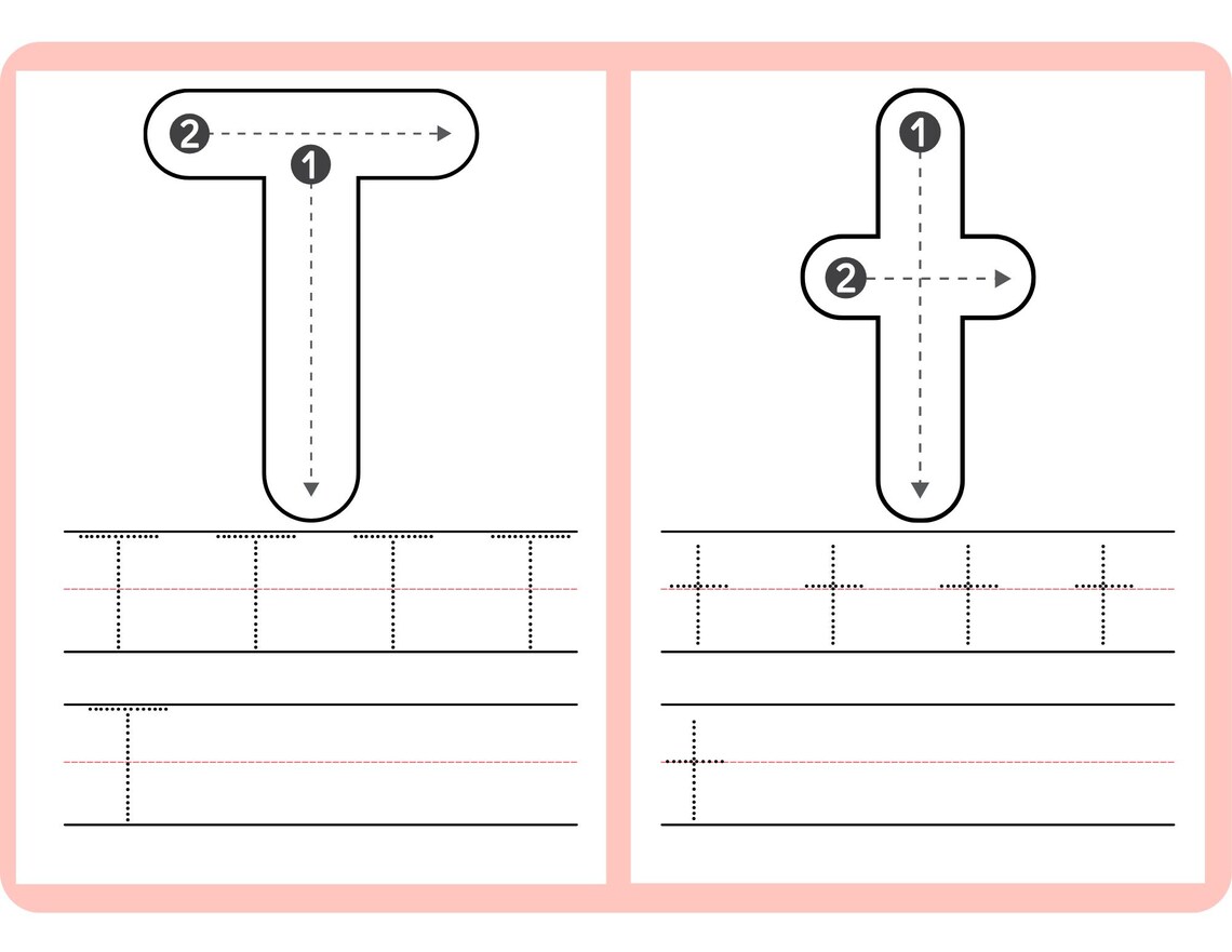 Letter T Writing Worksheet | Uppercase & Lowercase Practice - Etsy