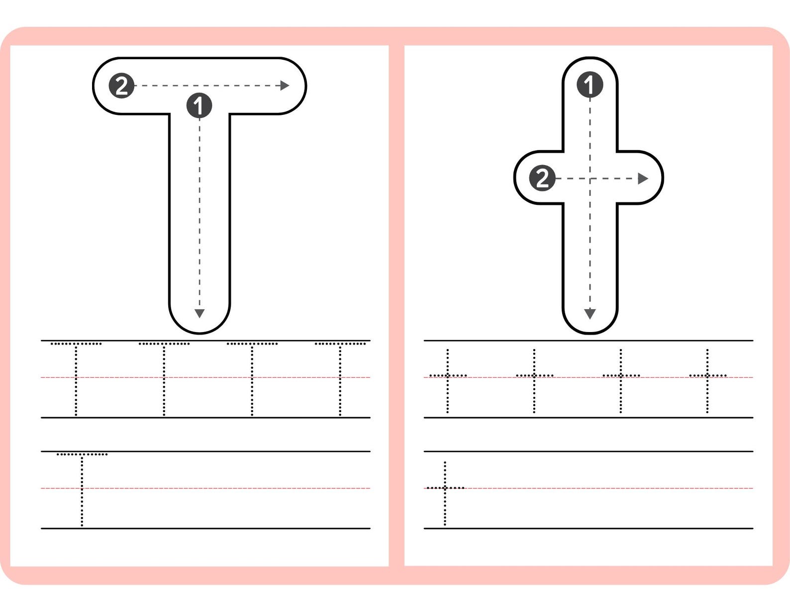 Letter T Writing Worksheet | Uppercase & Lowercase Practice - Etsy