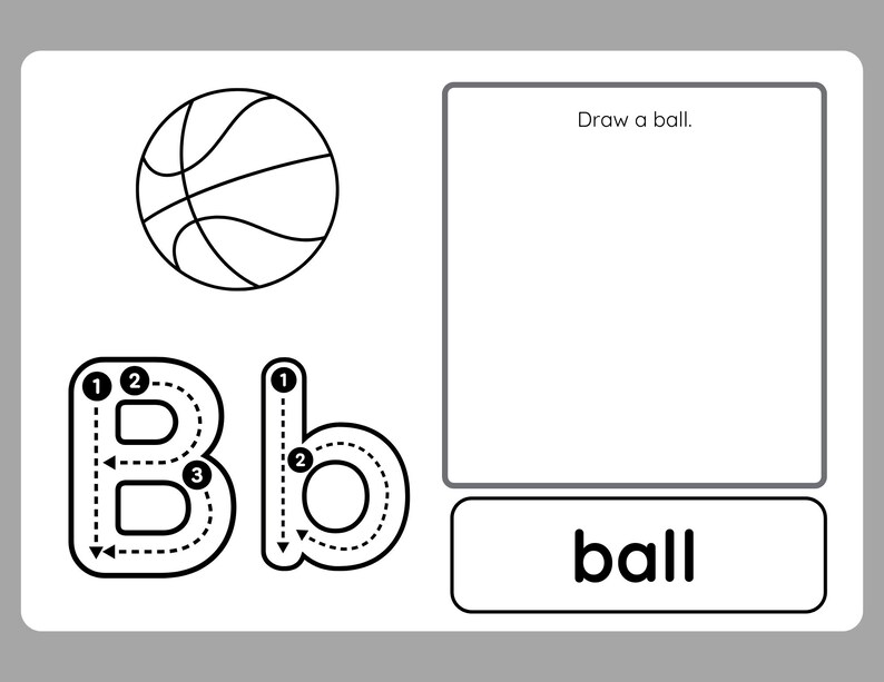 Alphabet Letter (B) Worksheet – Read, Color, Write & Draw - Etsy