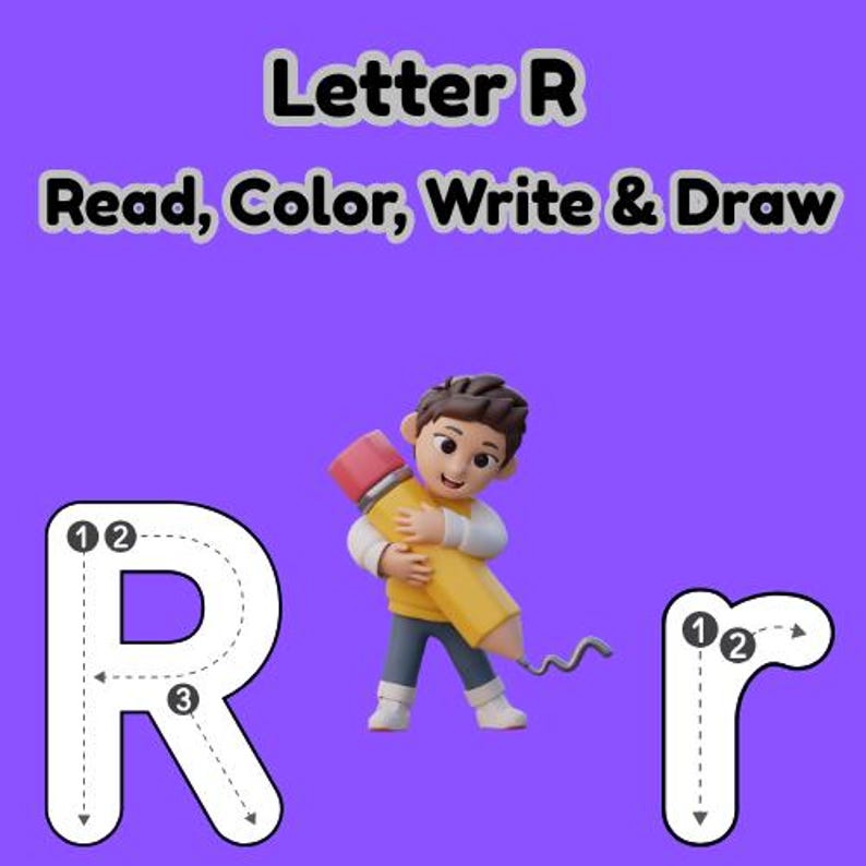 Alphabet Letter (R) Worksheet – Read, Color, Write & Draw - Etsy