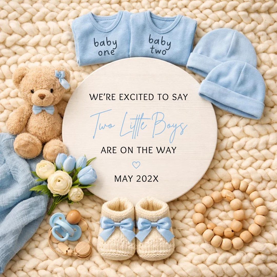 Twin Boys Pregnancy Announcement, Blue Baby Gender Reveal, Social Media ...