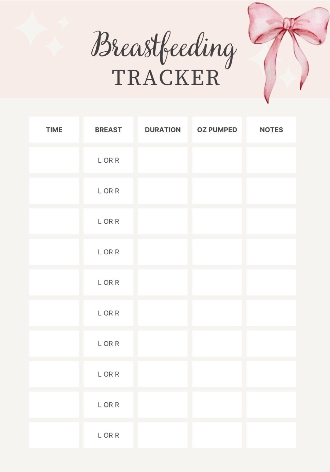 Breastfeeding Tracker for New Mums Baby Feed and Pumping Log Printable ...