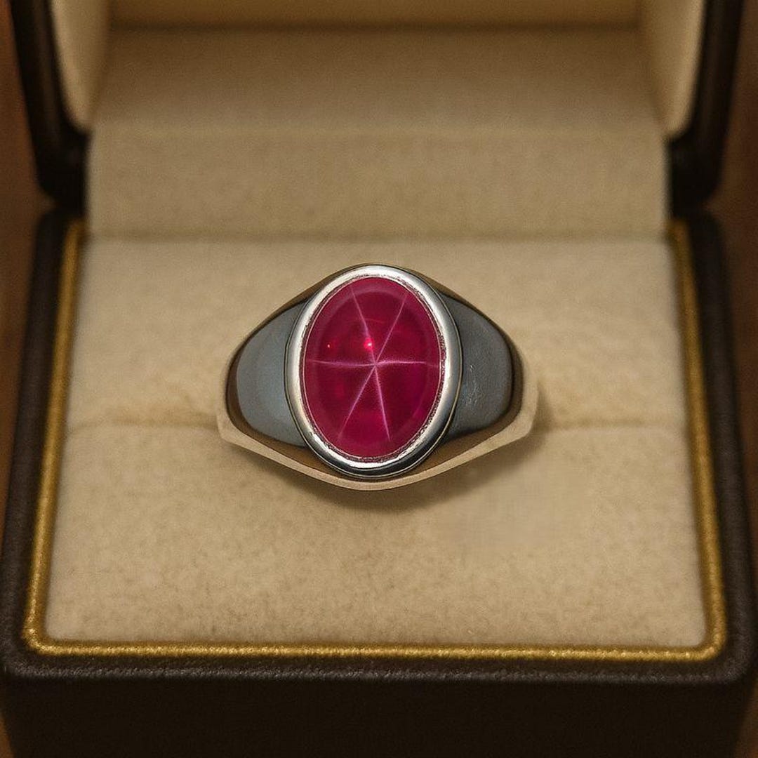 Star Ruby Ring | Natural Red Star Ruby Ring | Handmade Silver Ring ...