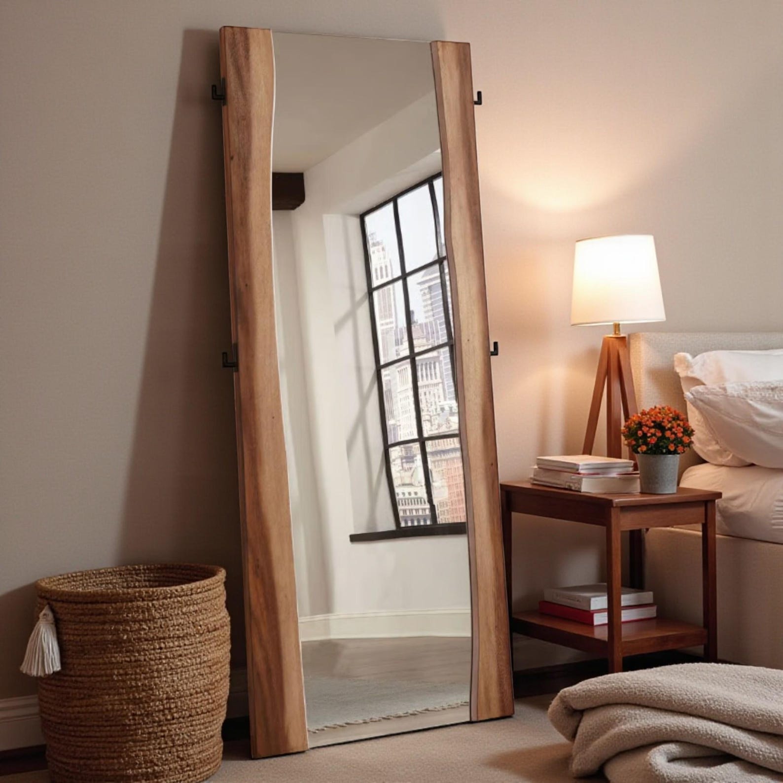 Smokey Walnut Full Length Floor Mirror: Mid-century Modern Wood Frame ...