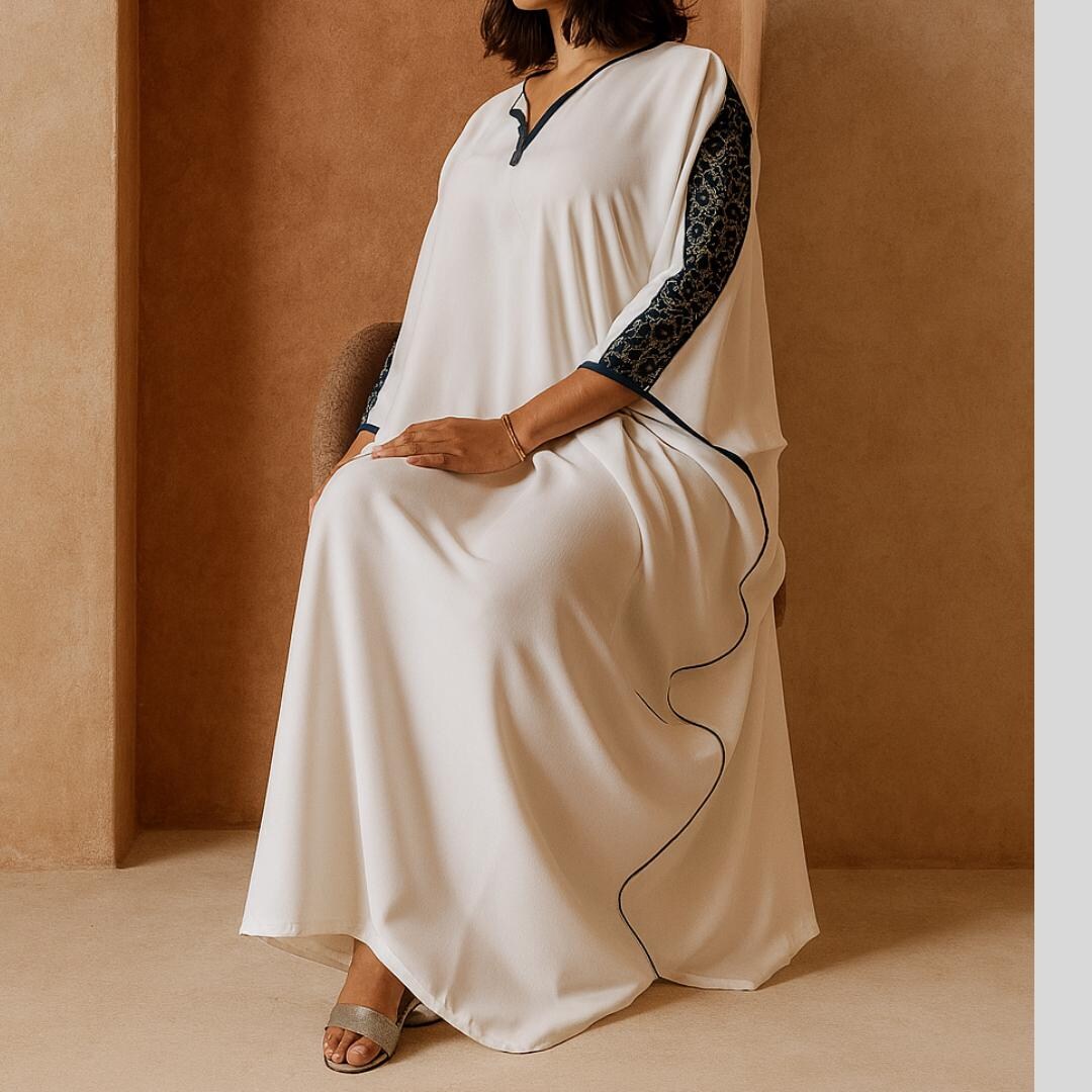 Modern White Caftan Jellaba for Women – Quality Flowing Fabric ...