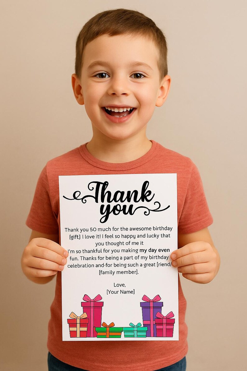 Birthday Thank You Card | Editable Canva Template | Printable Digital ...