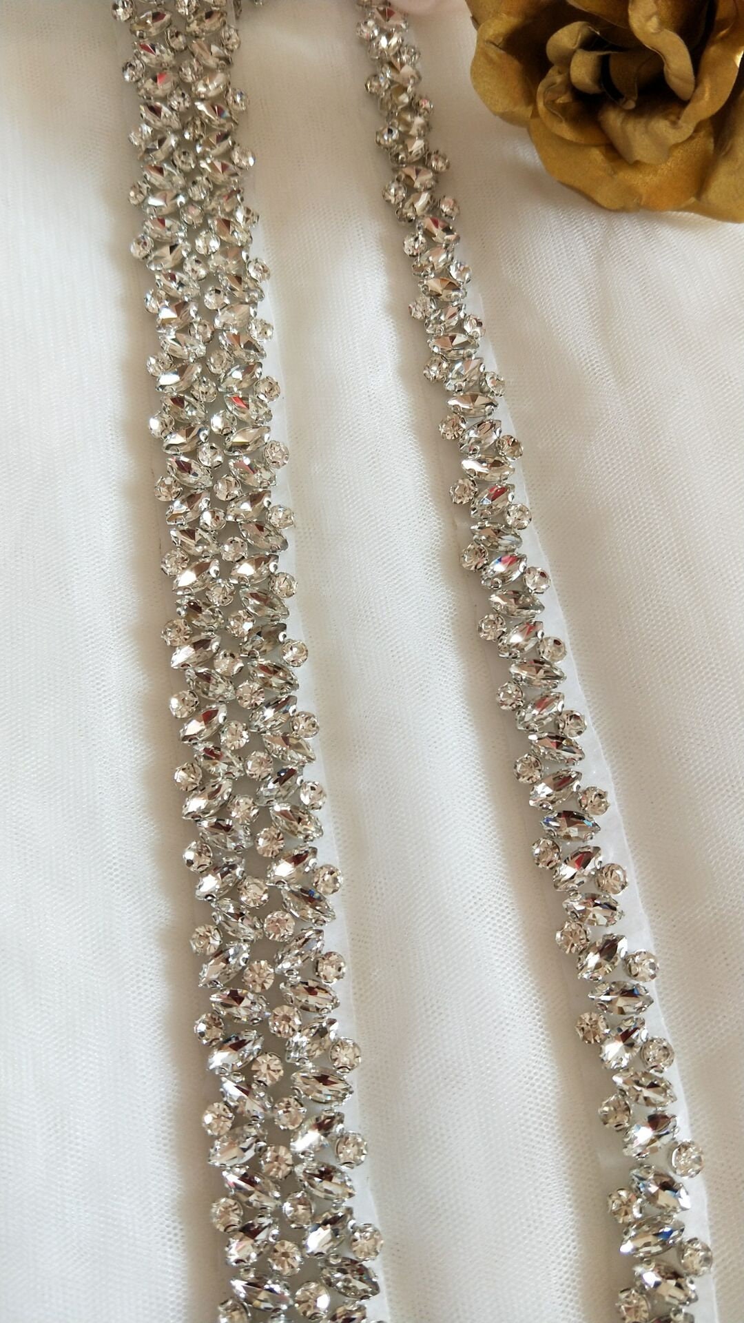 Clear Rhinestone Crystal Lace Trim for Bridal Accessories Wedding Dress ...
