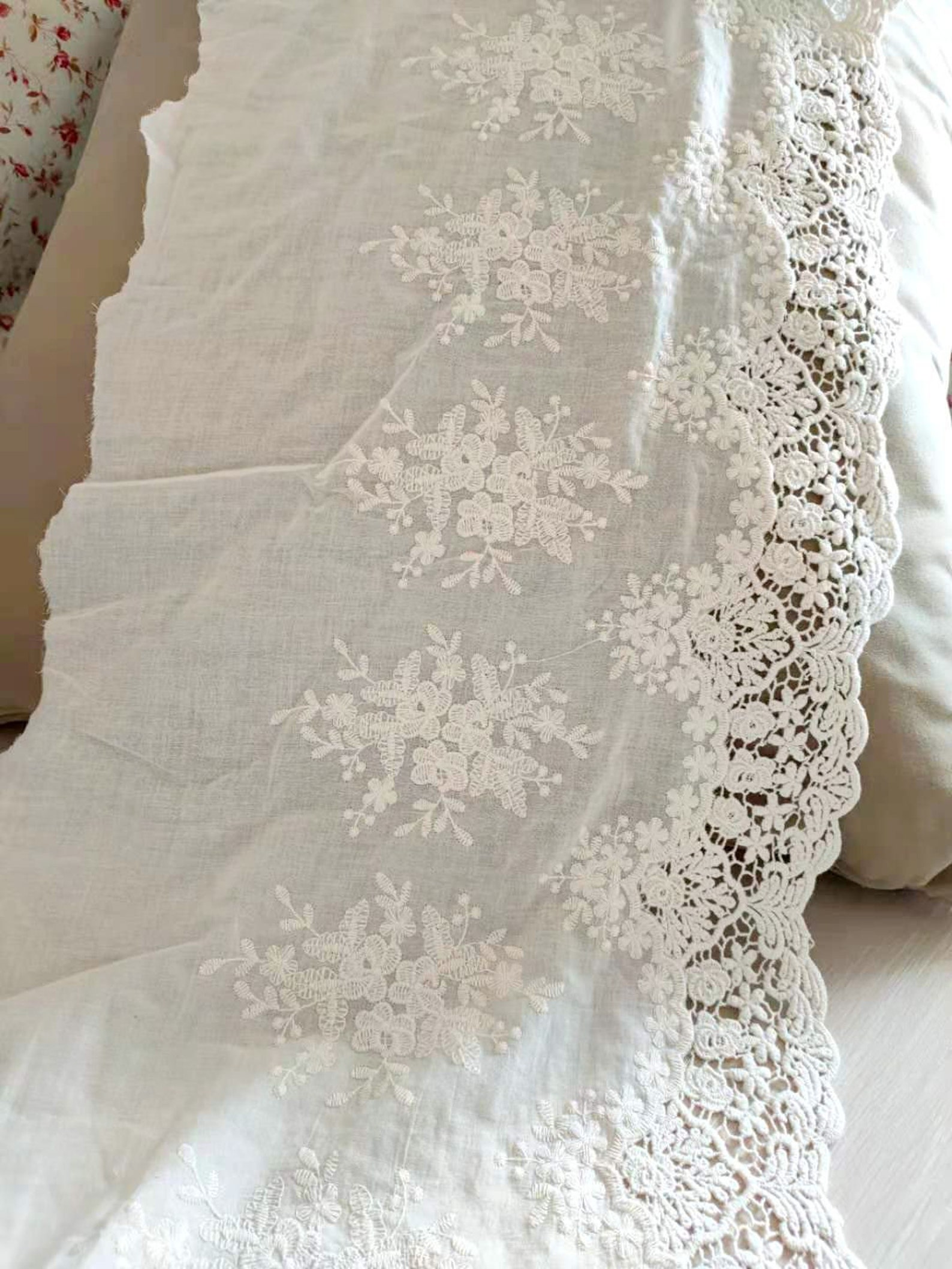 Wide Lace Trim Cotton Floral Embroidered Fabric Lace 13 - Etsy