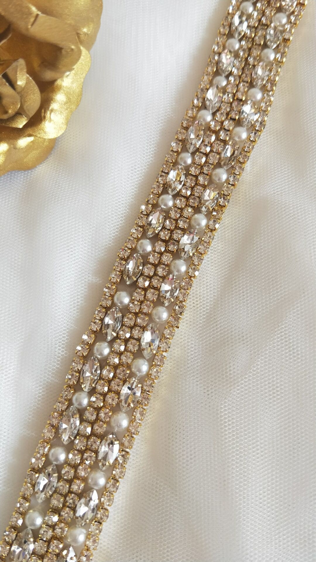 Clear Rhinestone Crystal Lace Trim 1 Wide for Bridal | Etsy