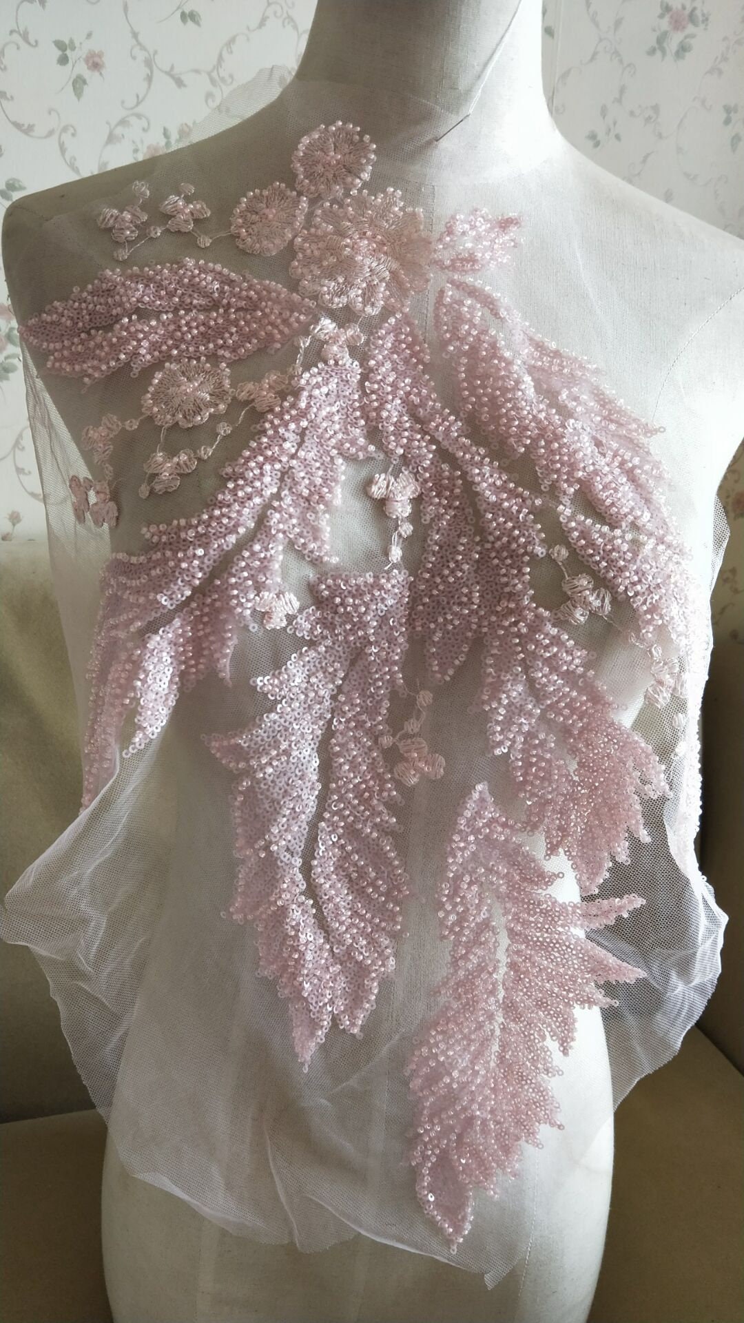 5 Colors Luxury Full Beaded Lace Bodice Applique Exquisite Sequined ...