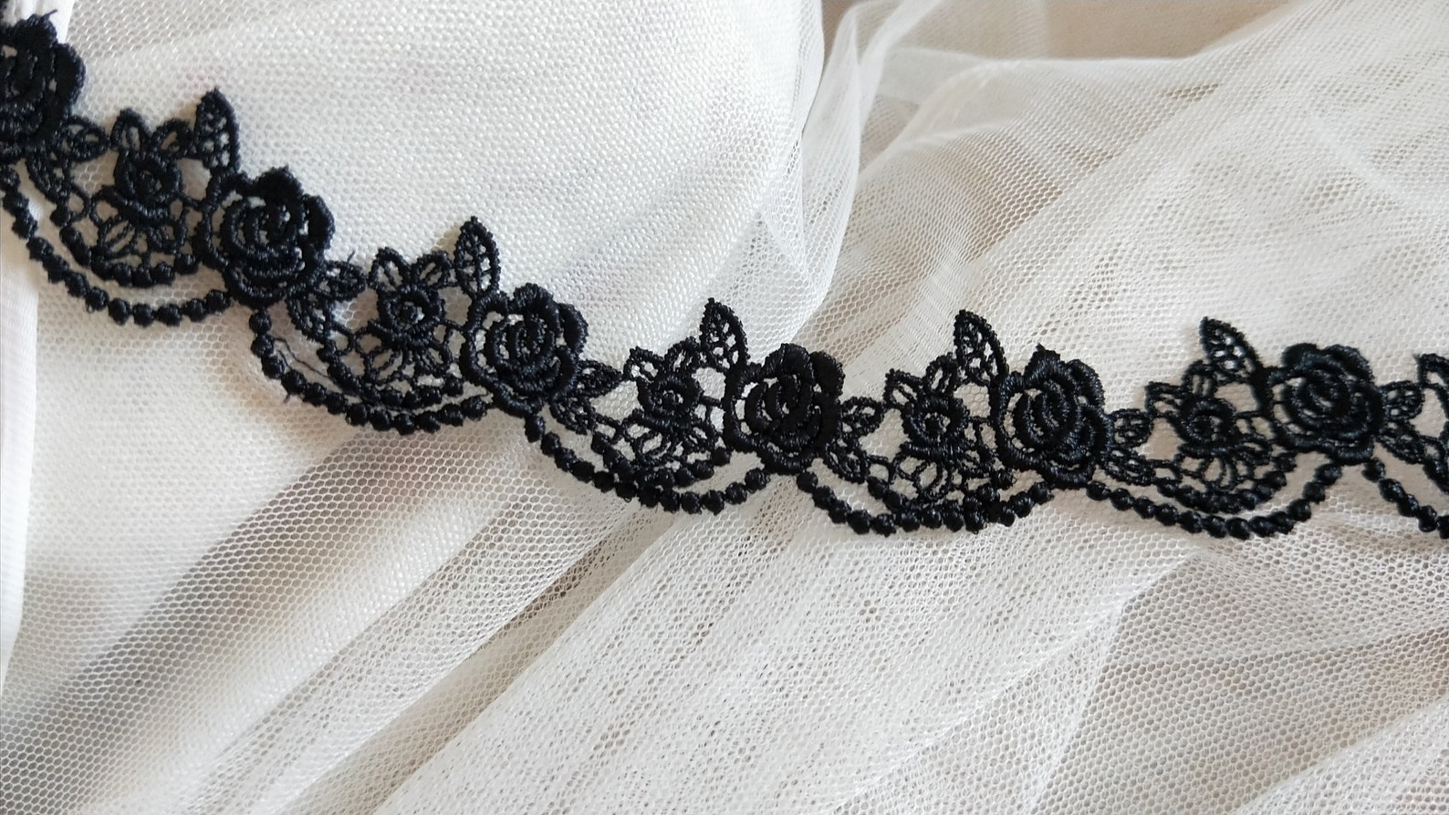 2 Yards Exquisite Black Venice Lace Trim Scalloped Rose - Etsy
