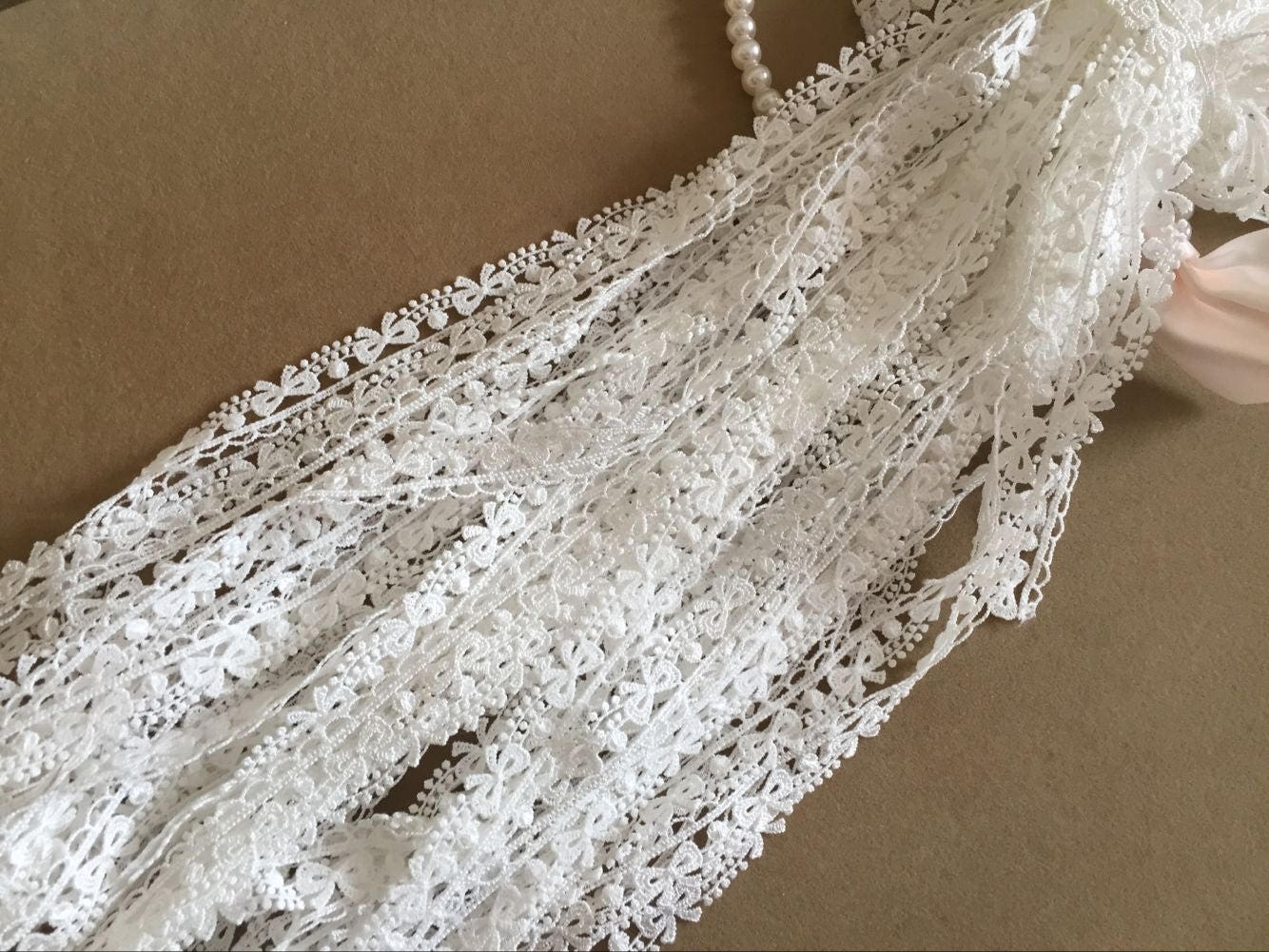 Cream White Venice Lace Trim Bow Flowers Lace Necklace - Etsy