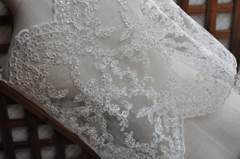 Fabulous Sequined Alencon Lace Trim Luxury Ivory Wedding Lace | Etsy